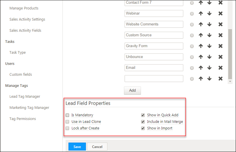 Settings: Managing Lead Sources - LeadSquared Help and Support