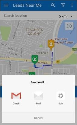 Leads Near Me feature of LeadSquared Mobile App - Help & Support