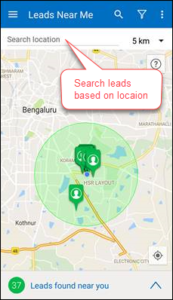 Leads Near Me feature of LeadSquared Mobile App - Help & Support