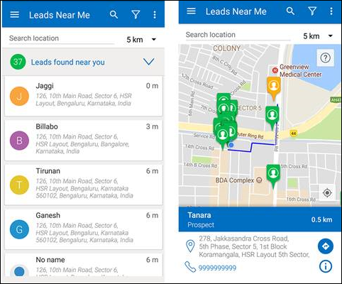 Leads Near Me feature of LeadSquared Mobile App - Help & Support