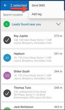 Leads Near Me feature of LeadSquared Mobile App - Help & Support