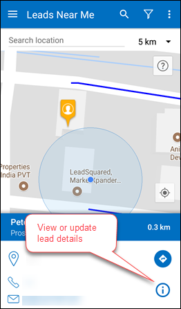 Leads Near Me feature of LeadSquared Mobile App - Help & Support