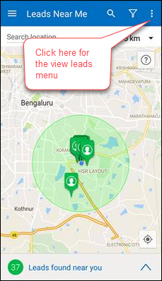 Leads Near Me feature of LeadSquared Mobile App - Help & Support