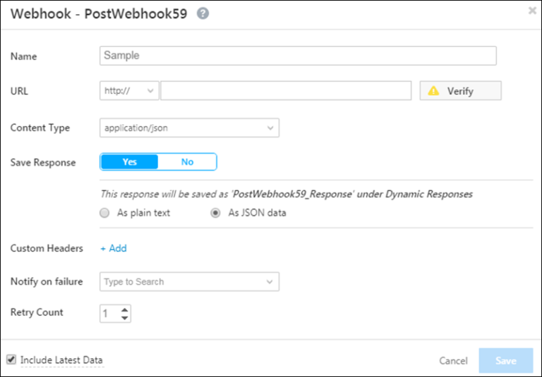 User Automation Actions – Webhook - Help & Support