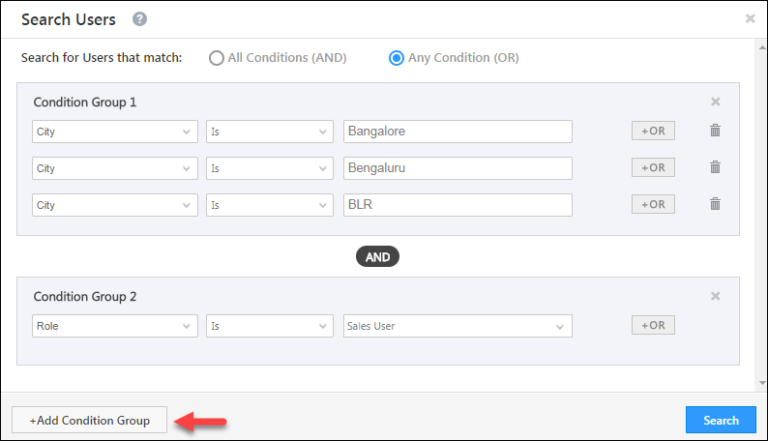 User Advanced Search - Help & Support
