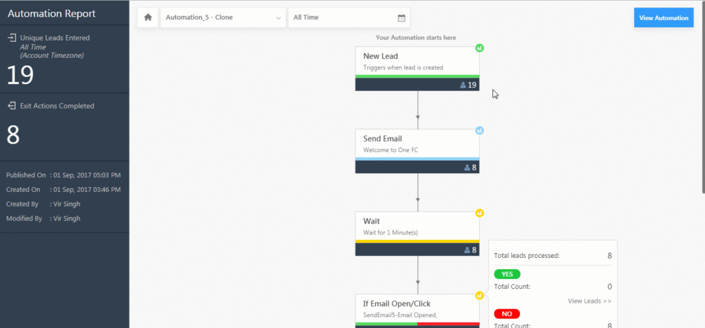View List of Leads in Automation Report - LeadSquared Help and Support
