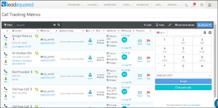 Embed Call Tracking Metrics Dashboard in LeadSquared - Help & Support