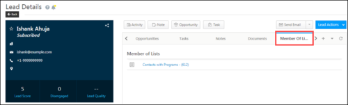 Lead Details Page - Help & Support