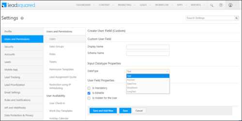 Manage User Custom Fields - Help & Support