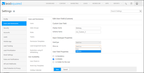 Manage User Custom Fields - Help & Support