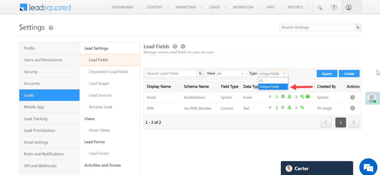 Mark Phone Number Fields as Unique in LeadSquared - Help & Support