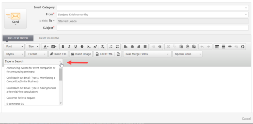 Send Quick Email to a List of Leads - Help & Support