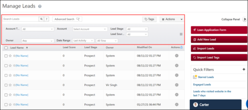 Manage Leads - Help & Support