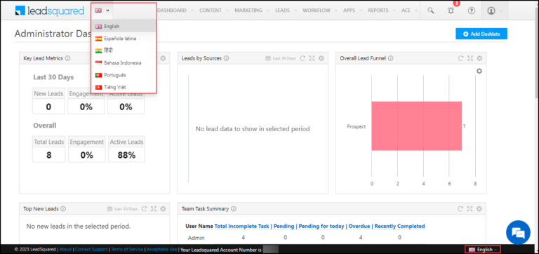 Languages Available in LeadSquared - Help & Support