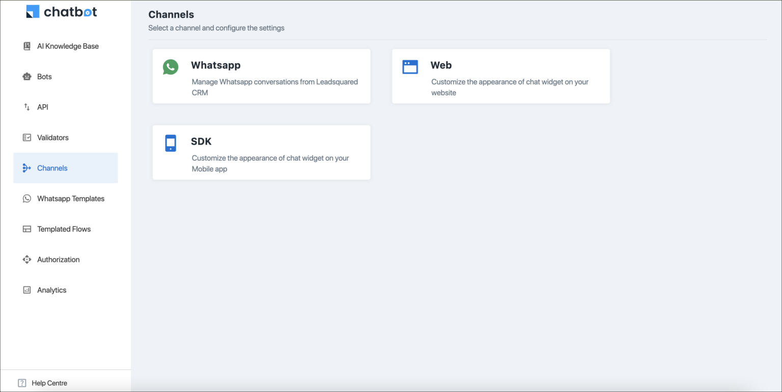 Configure Chatbot Channel - Help & Support