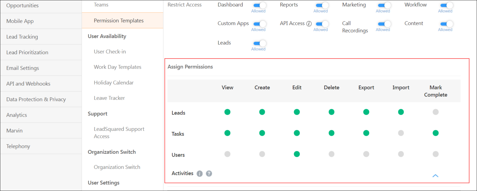 Create Permission Templates - Help & Support