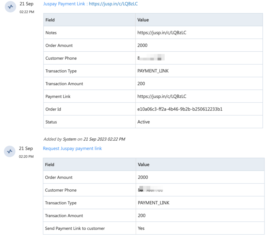Juspay Payment Link Generation in LeadSquared - Help & Support