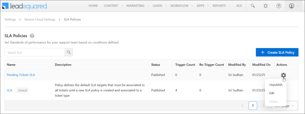 Service Level Agreement (SLA) Policy Configuration - LeadSquared Help ...
