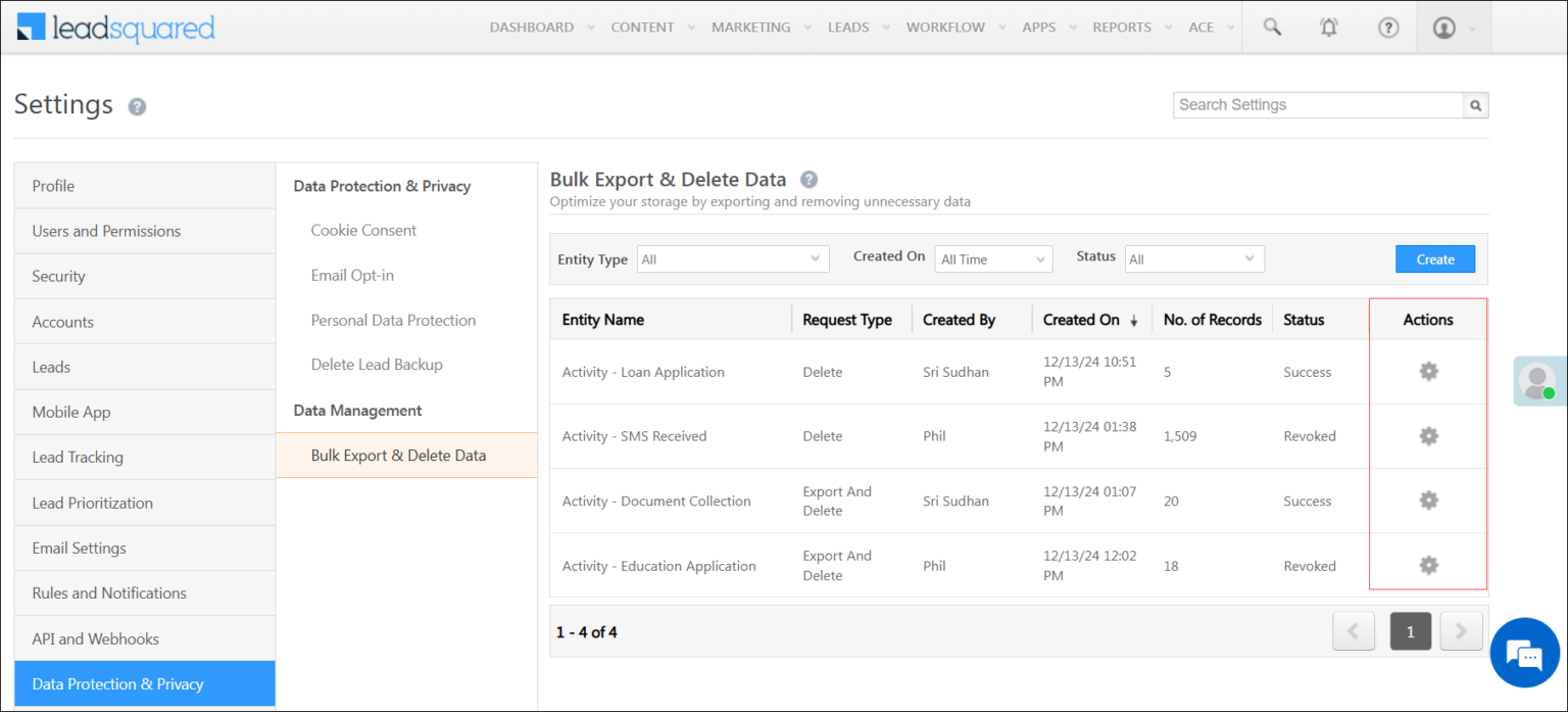Bulk Export & Delete Data - Help & Support
