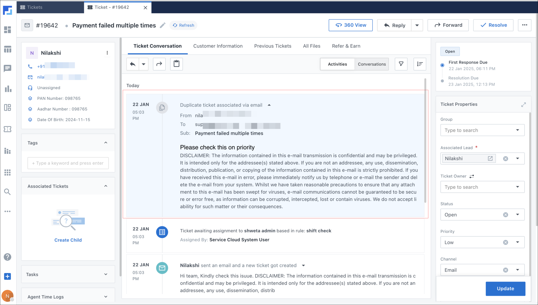 Ticket Duplicate Detection - LeadSquared Help and Support