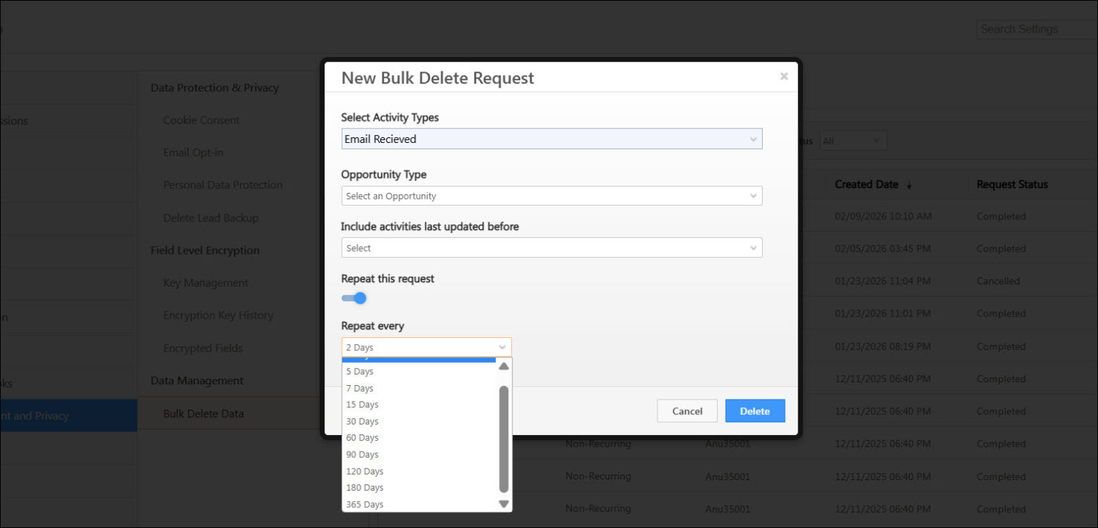 Bulk Delete Data - Help & Support